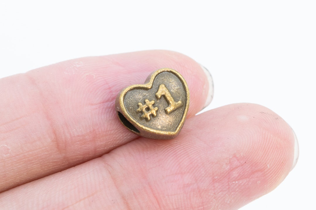 40 Number One Heart Spacer Beads 11x10mm Antique Bronze Tone (65108 ...