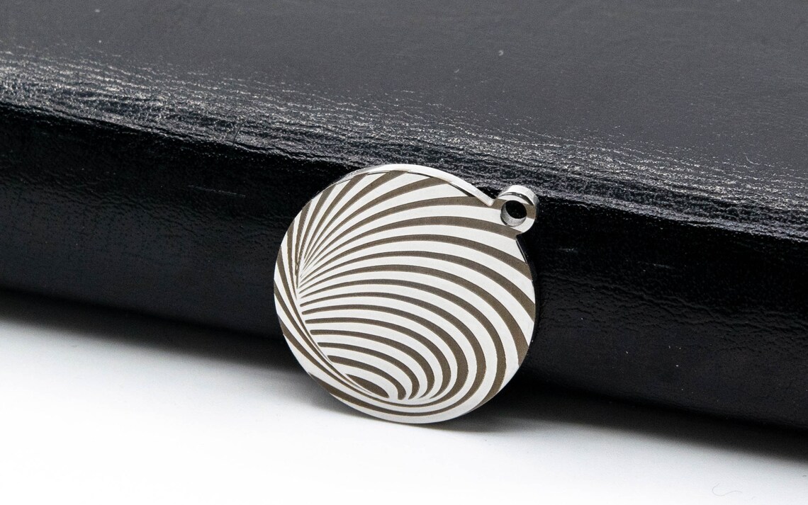 1 pcs Stainless Steel Op Art Optical Illusion coin Charm | Etsy