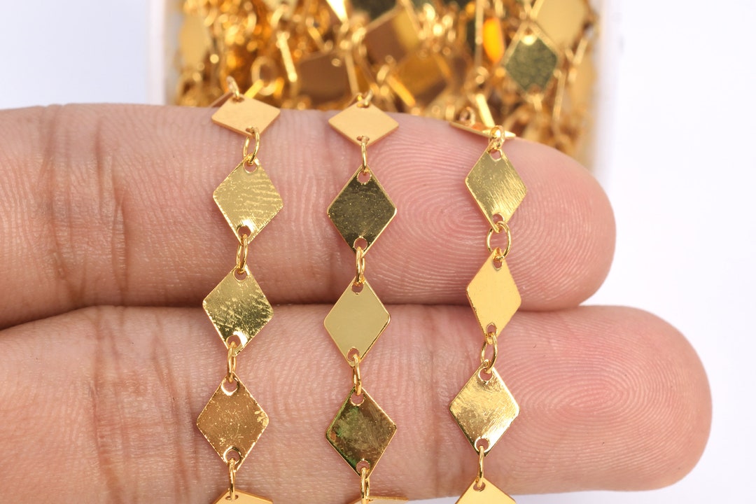 1 FT Rhombus Slice Chain Gold Tone Brass Chains 30025-S43 - Etsy
