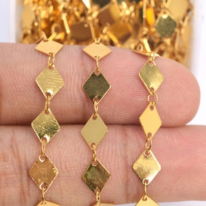 1 FT Rhombus Slice Chain Gold Tone Brass Chains 30025-S43 - Etsy
