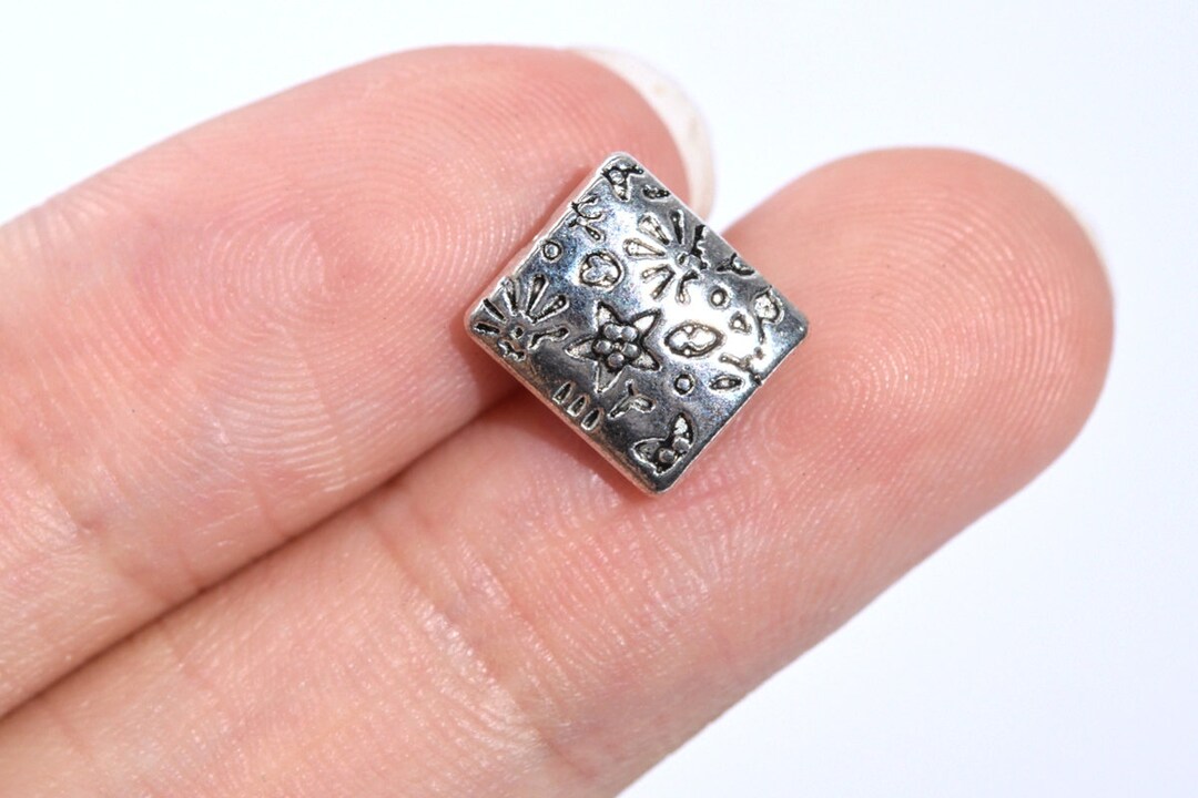 16 Pcs 10x9mm Rectangle Spacer Beads Antique Silver Tone (63900-2422 ...