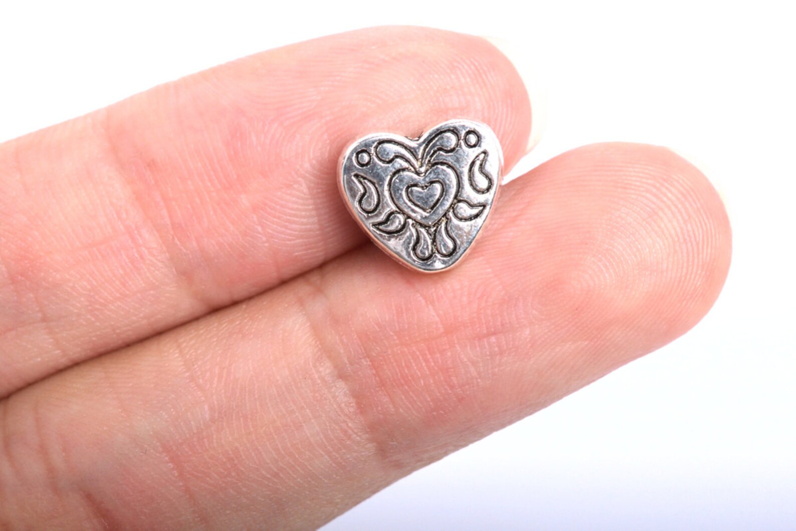 10 Pcs 11x10mm Heart Spacer Beads Antique Silver Tone - Etsy