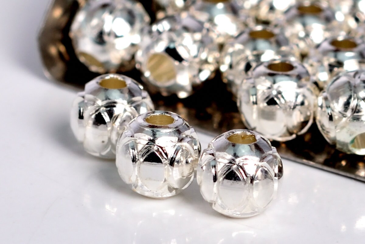 20 pcs 6mm Round Spacer Beads White Gold Tone 60113-1575 | Etsy