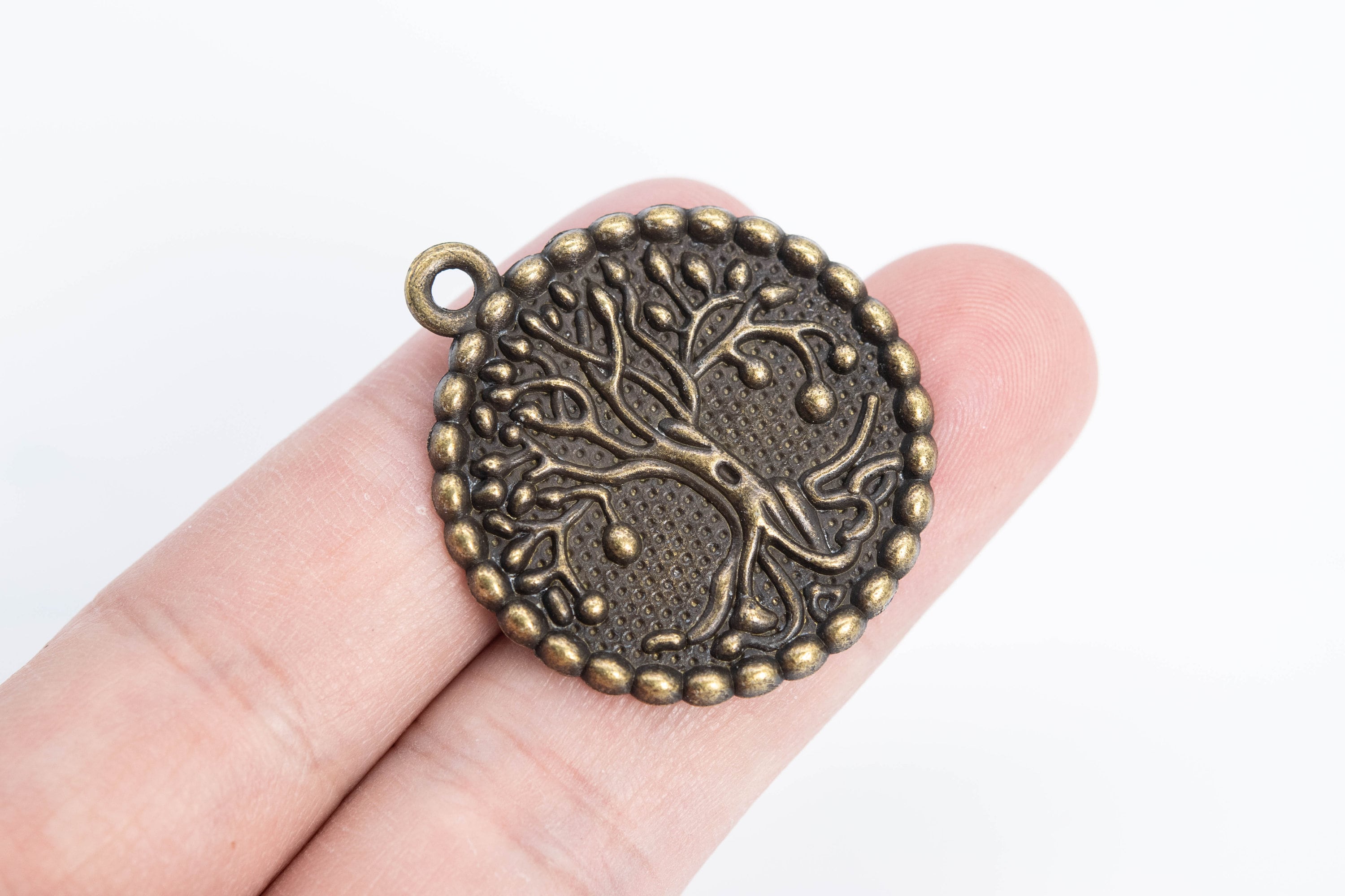 10 Tree Round Charm Antique Bronze Tone 110389-3141 - Etsy