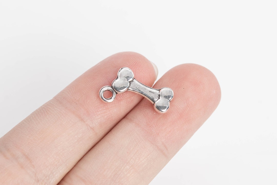 10 Bone Charm Double Side Antique Silver Tone 66783-583 - Etsy