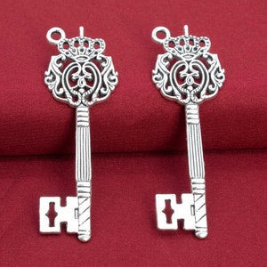 2 Key Charm Double Side Antique Silver Tone 66276-367 - Etsy