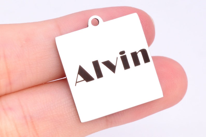 1 Pcs Stainless Steel Name Alvin Square Charm (40901-2164) - Etsy