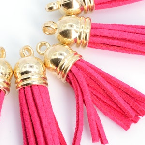 2 Tassels 1.35 / 3cm Suede Tassel Mala Mini Tassel Rose Red Color 60901 ...