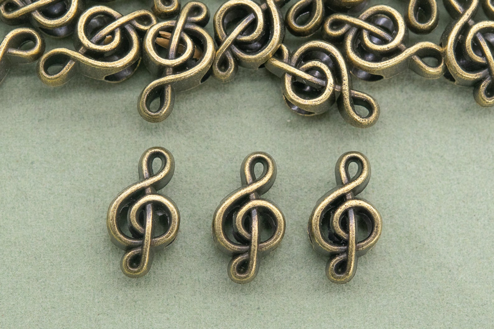 10 Treble Clef Spacer Beads 15x8mm Antique Bronze Tone - Etsy