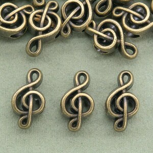 10 Treble Clef Spacer Beads 15x8mm Antique Bronze Tone - Etsy