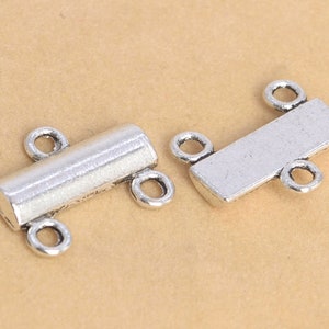 12 Pcs Half Round Rectangle Connector Charm 2 to 1 Links Antique Silver ...