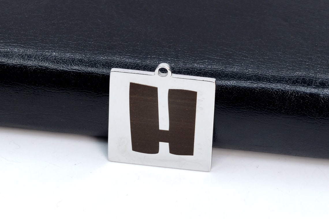 1 Pcs Stainless Steel Alphabet Letter H Square Charm (40610-2149) - Etsy