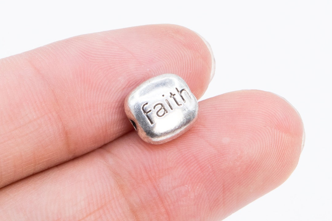 20 Pcs 10x9mm Faith Square Spacer Beads Antique Silver Tone (63442-2400 ...