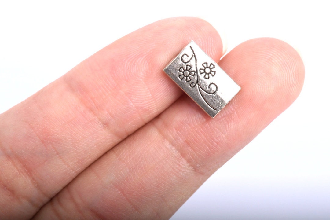 20 Pcs 13x8mm Flower Rectangle Spacer Beads Antique Silver Tone (63719 ...