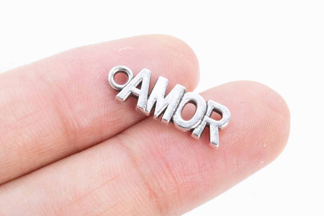 10 Amor Love Word Charm Antique Silver Tone (66407-1733) - Etsy