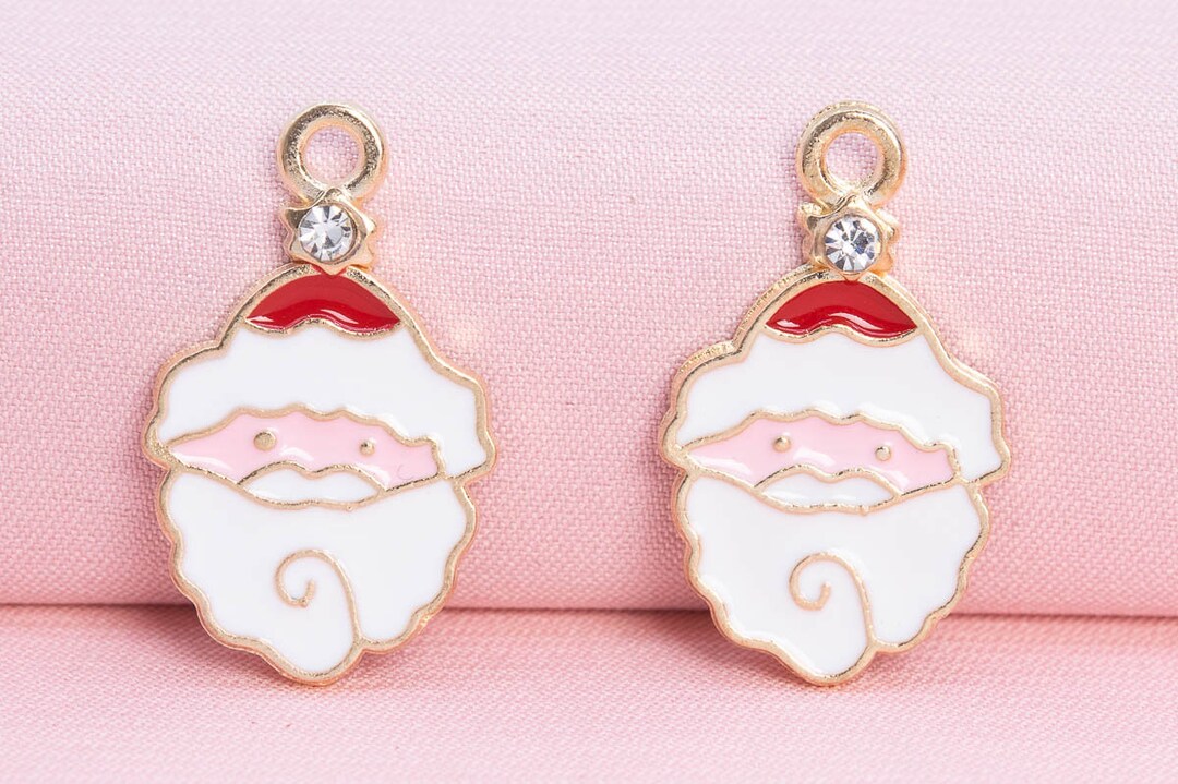 4 Enamel Santa Claus Charm Gold Tone With White & Red Enamel 65597-3295 ...