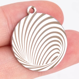 1 Pcs Stainless Steel Op Art Optical Illusion Coin Charm (41022-2170 ...