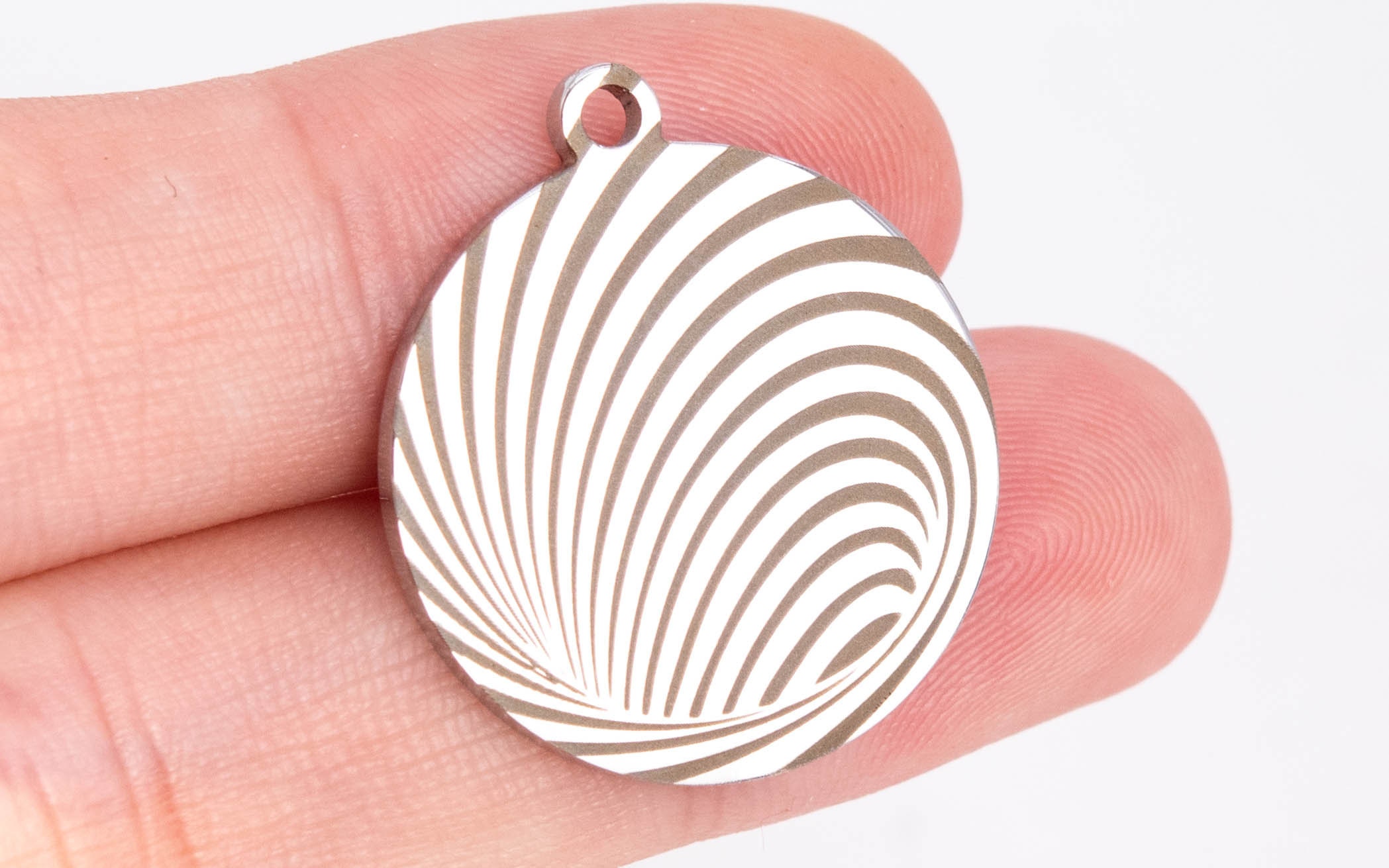 1 pcs Stainless Steel Op Art Optical Illusion coin Charm | Etsy