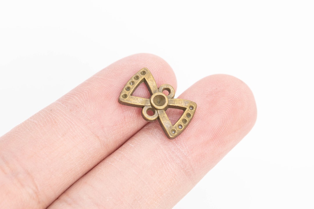 10 Bow Connector Charm Antique Bronze Tone 110043-929 - Etsy