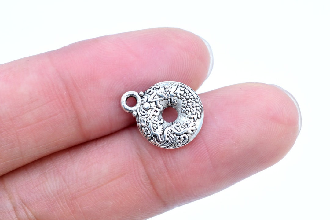 24 Pcs Ancient Chinese Dragon Peace Buckle Charm Double Side Antique ...