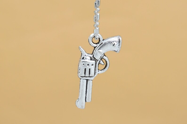 8 Pcs Revolver Gun Charm Double Side Antique Silver Tone - Etsy