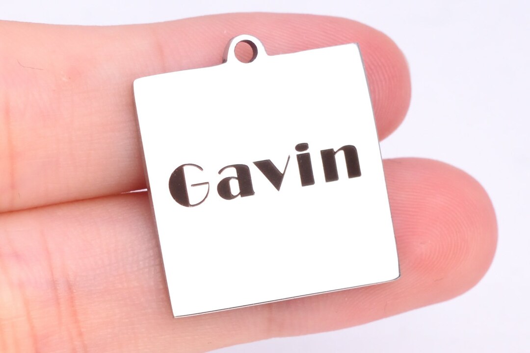 1 Pcs Stainless Steel Name Gavin Square Charm (40897-2163) - Etsy