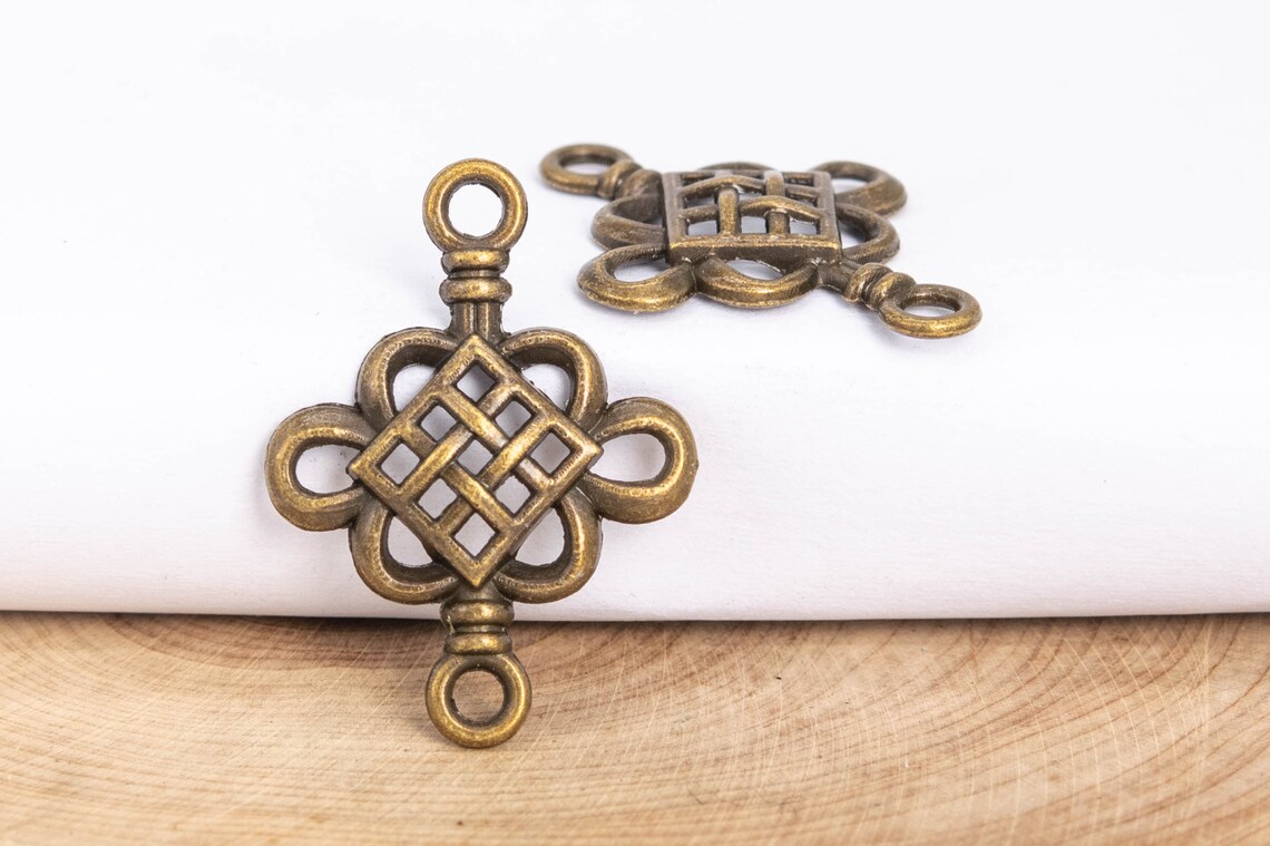 10 Chinese Knot Charm Antique Bronze Tone 110332-1586 | Etsy