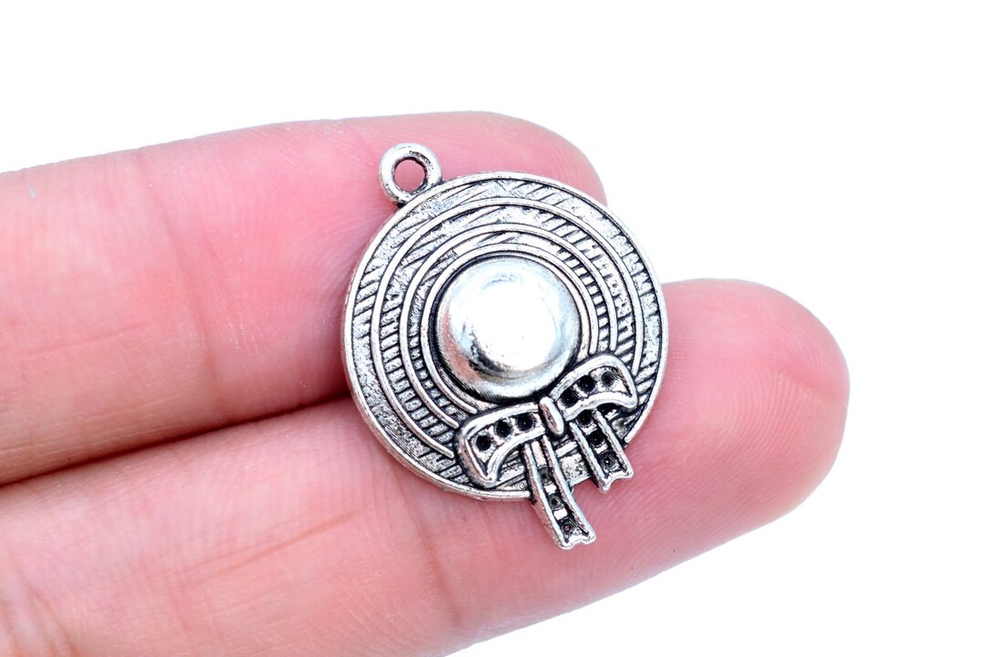 16 Pcs Straw Hat Charm Antique Silver Tone (61676-2062) - Etsy