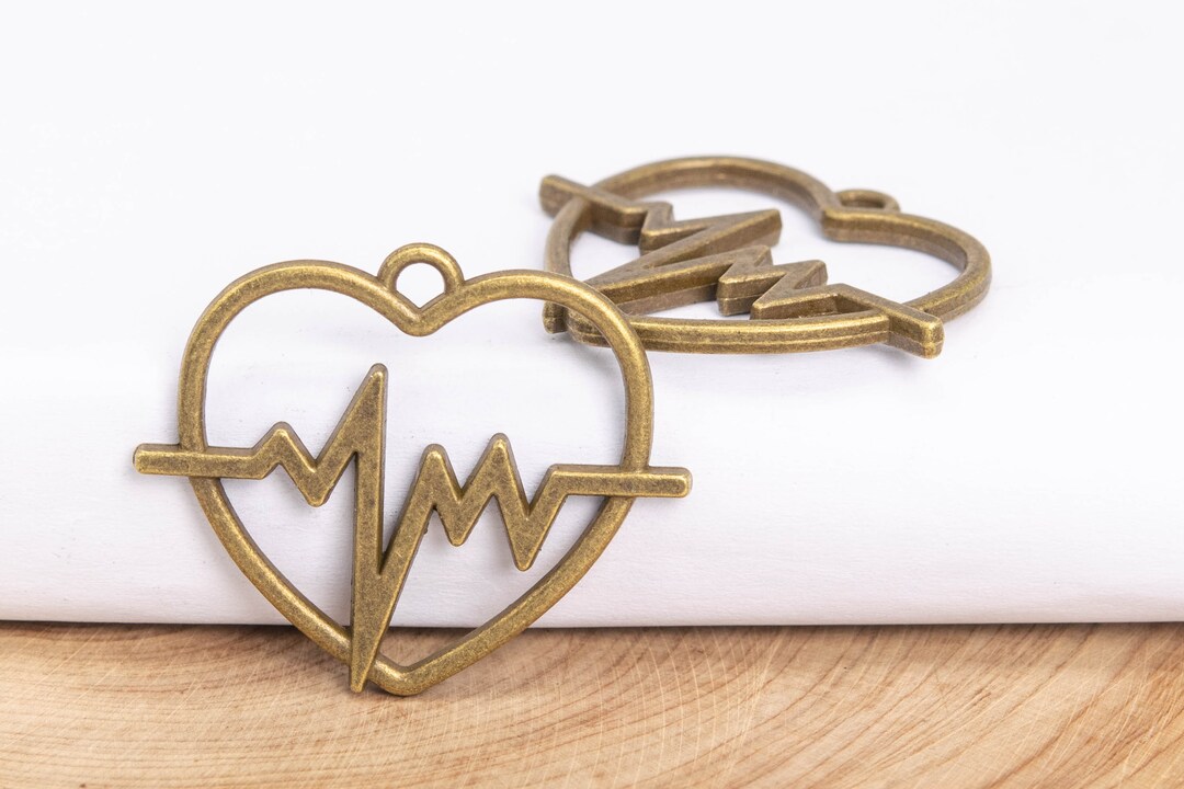 20 Heartbeat Heart Charm Antique Bronze Tone (110213-1568) - Etsy