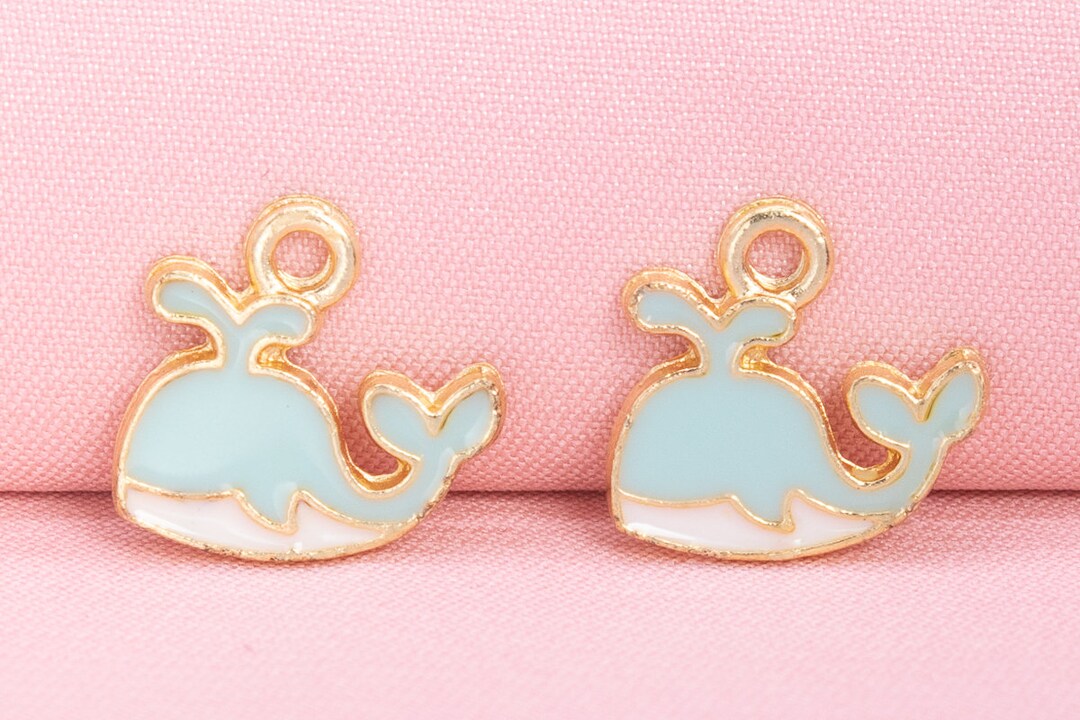6 Enamel Whale Charm Gold Tone With Blue Green Enamel 65729-3303 - Etsy