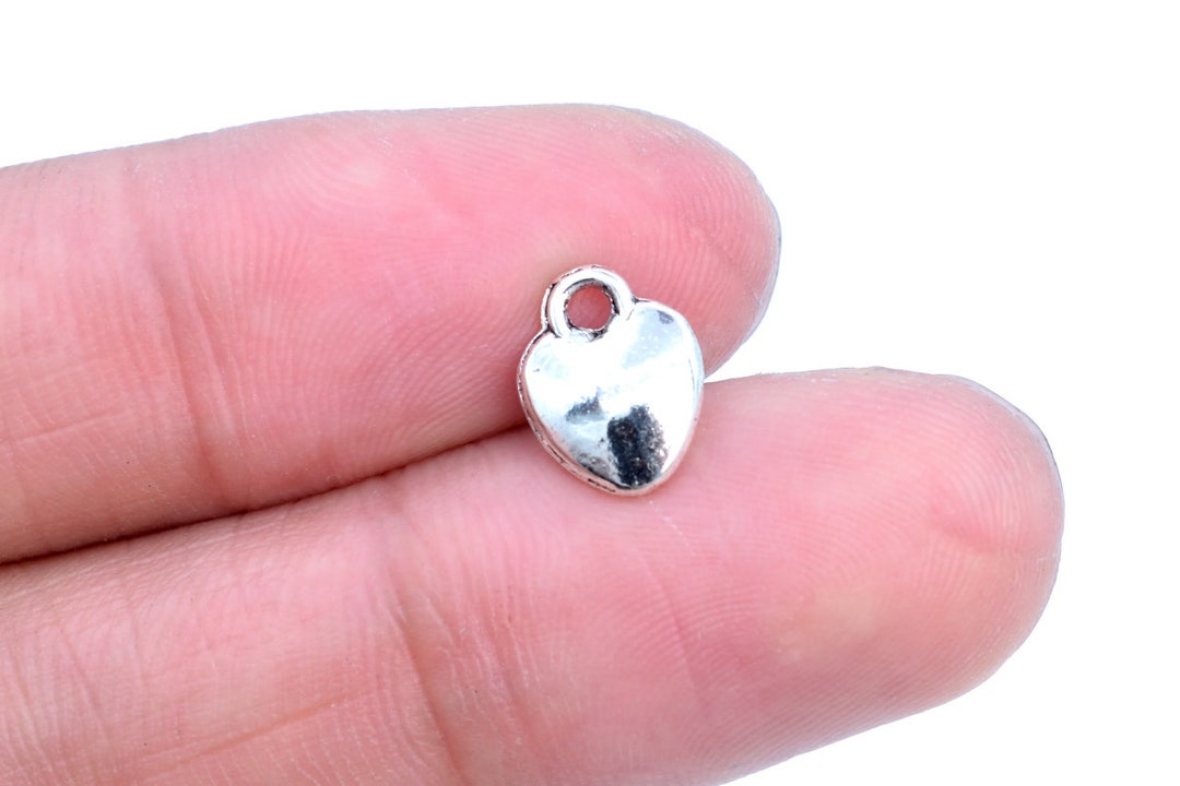 30 Pcs Puff Heart Charm Antique Silver Tone 61099-2049 - Etsy