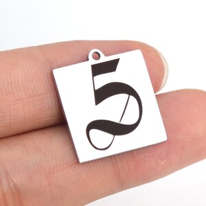1 Pcs Stainless Steel Number 5 Square Charm (40662-2152) - Etsy