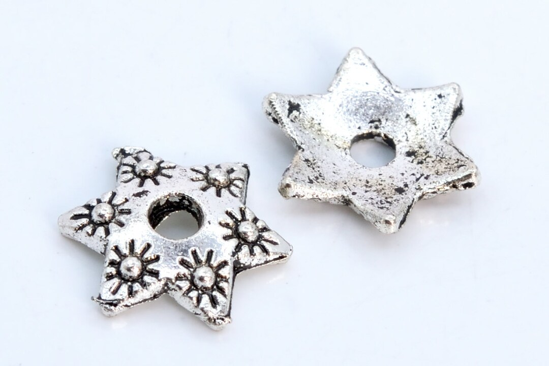 60 Pcs 9x2mm Star Bead Cap Antique Silver Tone Jewelry Accessories ...