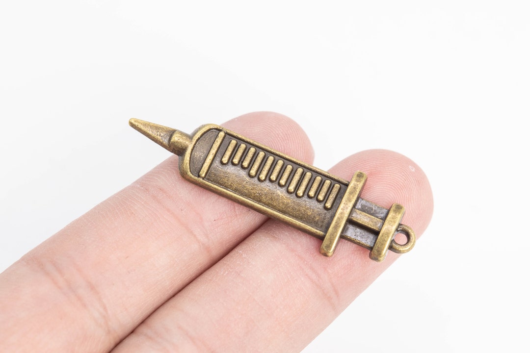 10 Syringe Charm Antique Bronze Tone110171-3130 - Etsy
