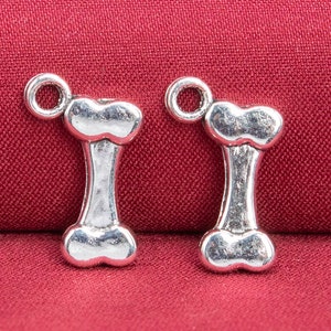 10 Bone Charm Double Side Antique Silver Tone 66783-583 - Etsy