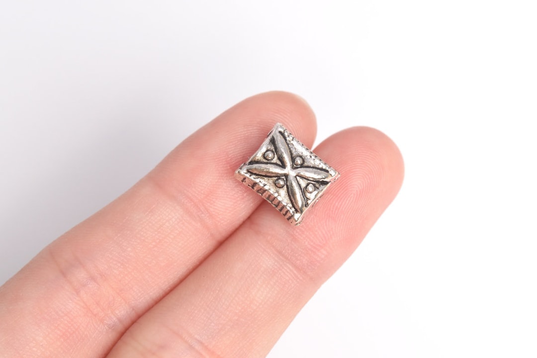 10 Pcs 10x9mm Rectangle Spacer Beads Antique Silver Tone 63593-2407 - Etsy
