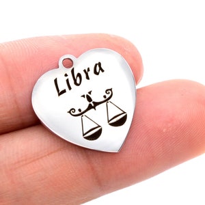 1 Pcs Stainless Steel Libra Heart Charm (40381-2129) - Etsy