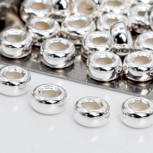 6 Sterling Silver Small Spacer Beads 925 Silver Spacer Beads - Etsy