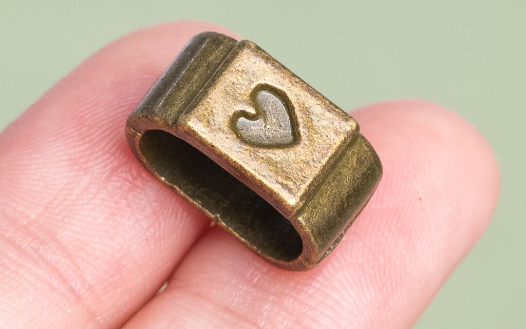 20 Rounded Heart Rectangle Spacer Beads 14x7mm Antique Bronze Tone ...