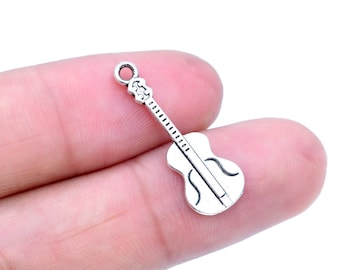 10 Acoustic Guitar Silver Tone Charms SC2305 - Etsy