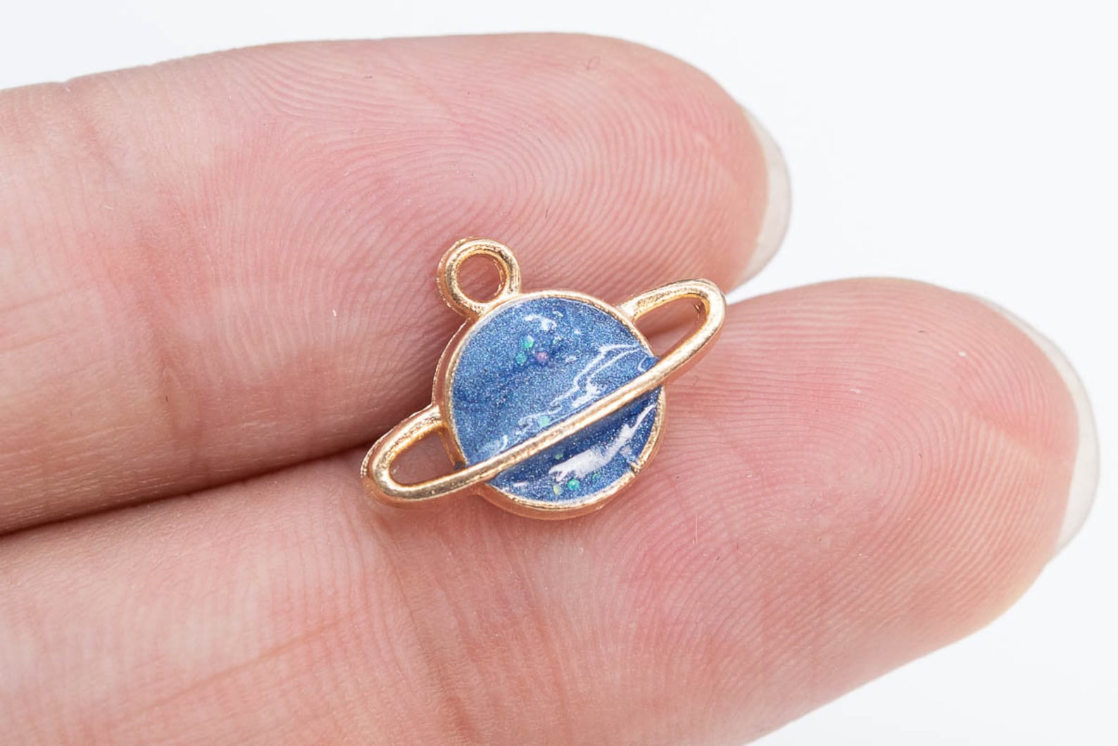 6 Enamel Saturn Planet Charm Gold Tone With Ocean Blue Enamel - Etsy