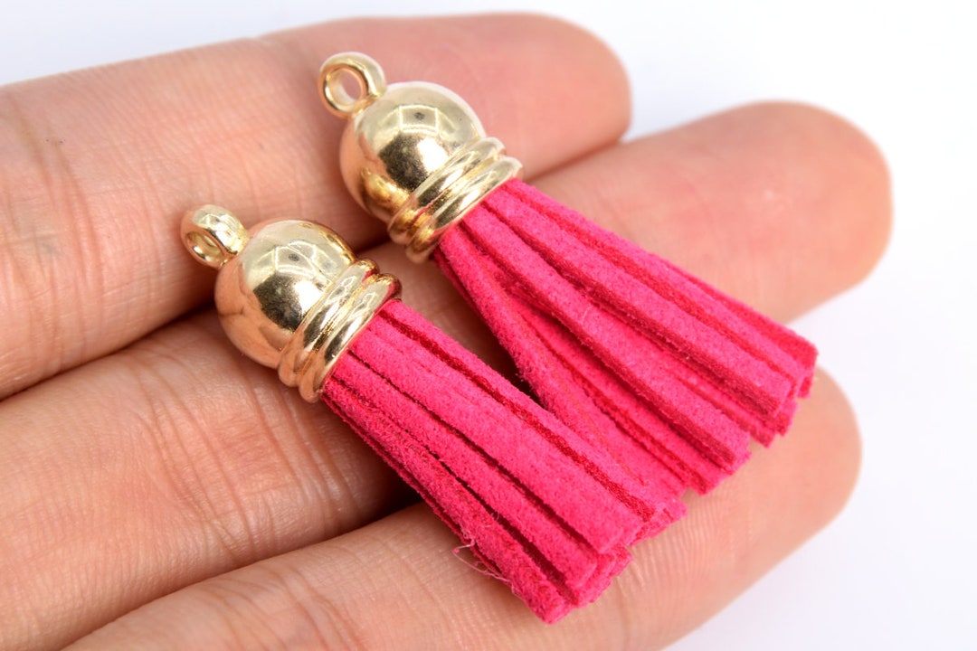 2 Tassels 1.35 / 3cm Suede Tassel Mala Mini Tassel Rose Red Color 60901 ...