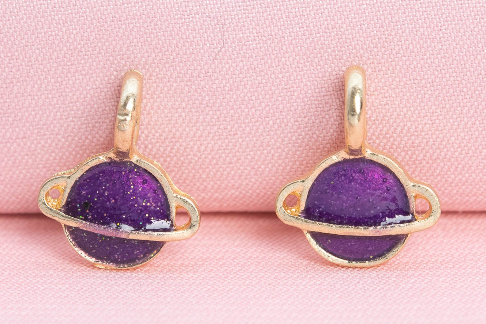 6 Enamel Saturn Planet Charm Gold Tone With Deep Purple Enamel | Etsy