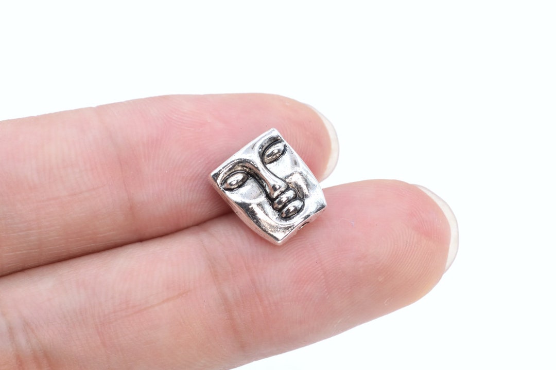 10 Pcs 12x10mm Man Face Spacer Beads Antique Silver Tone 63452-2400 - Etsy