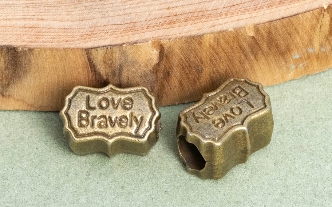 20 Love Bravely Spacer Beads 12x9mm Antique Bronze Tone (110145-3129 ...