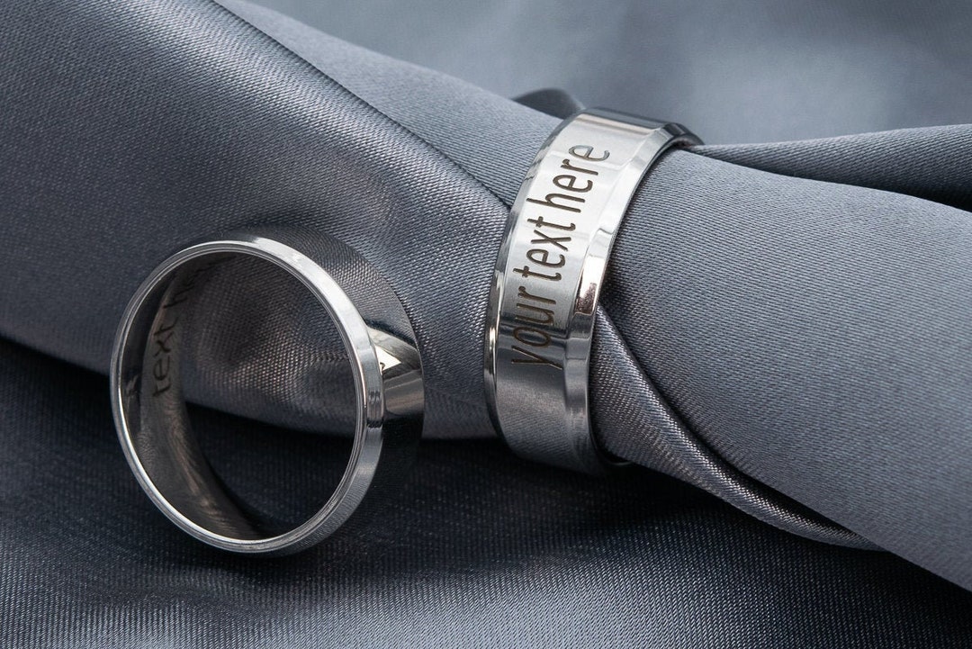 Custom Ring Titanium Steel Laser Engraved 8mm Width Personalize Your ...