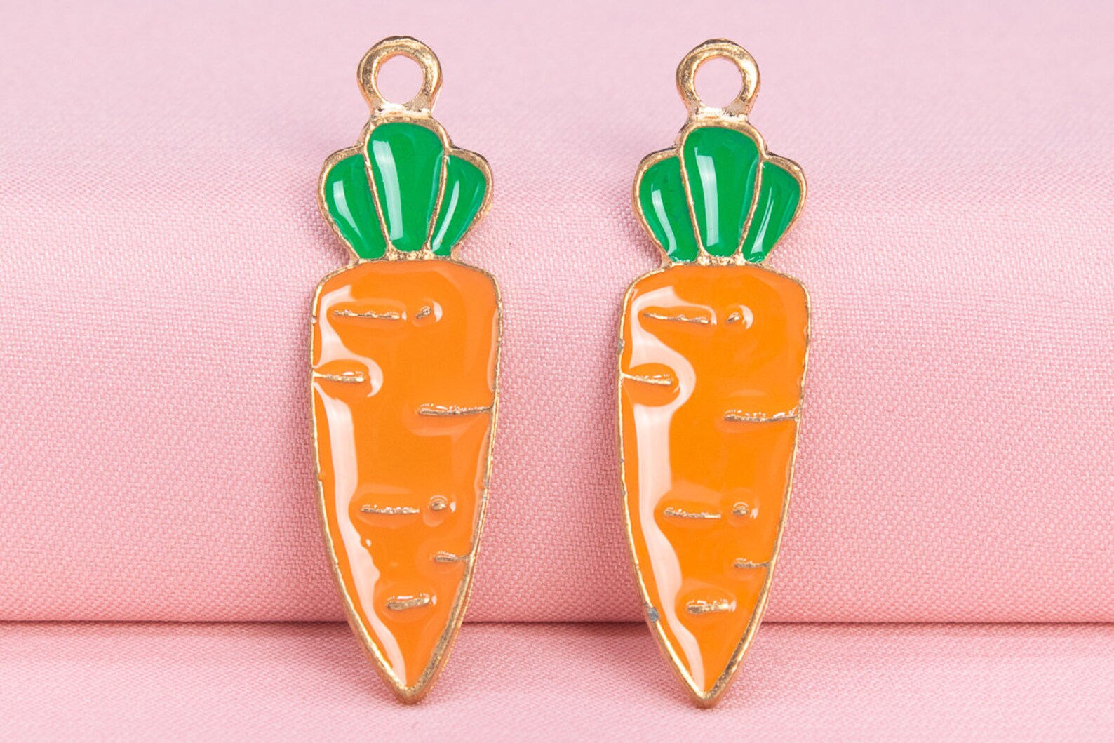 4 Enamel Carrot Charm Gold Tone With Green & Orange Enamel - Etsy