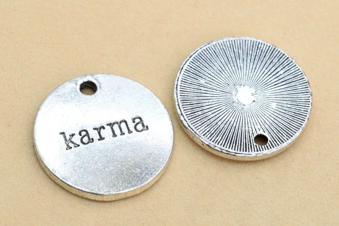 5 piezas Karma Coin Charm Antique Silver Tone 61994-2202 - Etsy España
