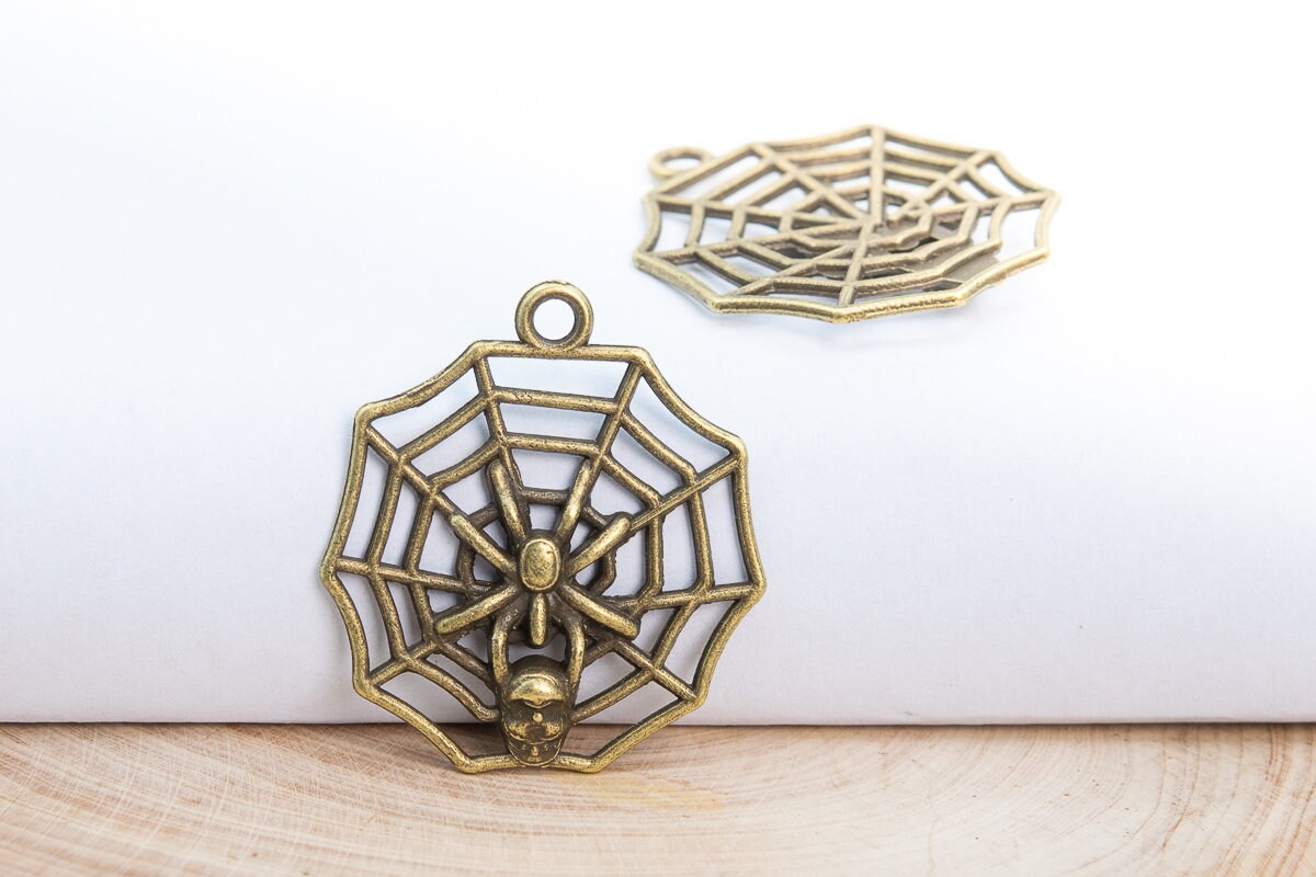 10 Spider Web Charm Antique Bronze Tone 66061-140 - Etsy