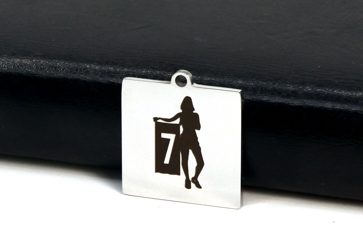 1 pcs Stainless Steel Number Seven Square Charm 40841-2161 | Etsy